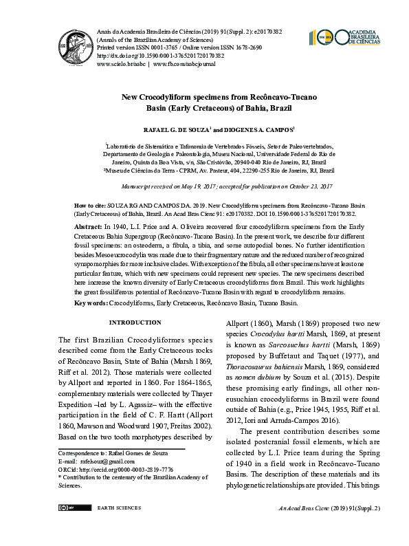(PDF) New Crocodyliform specimens from Recôncavo-Tucano Basin (Early ...