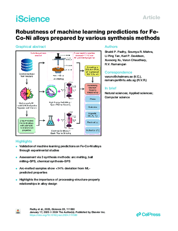 (PDF) Robustness of Machine Learning Predictions for Fe-Co-Ni Alloys Prepared by Various ...