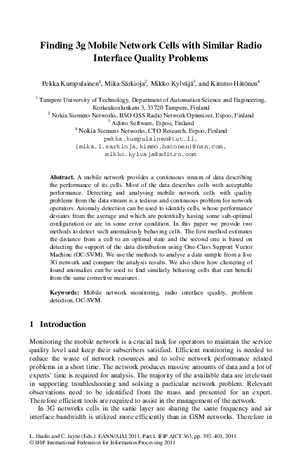 (PDF) Detecting Anomalous 3G Network Cells