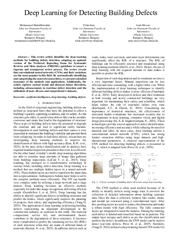 Pdf Deep Learning For Detecting Building Defects