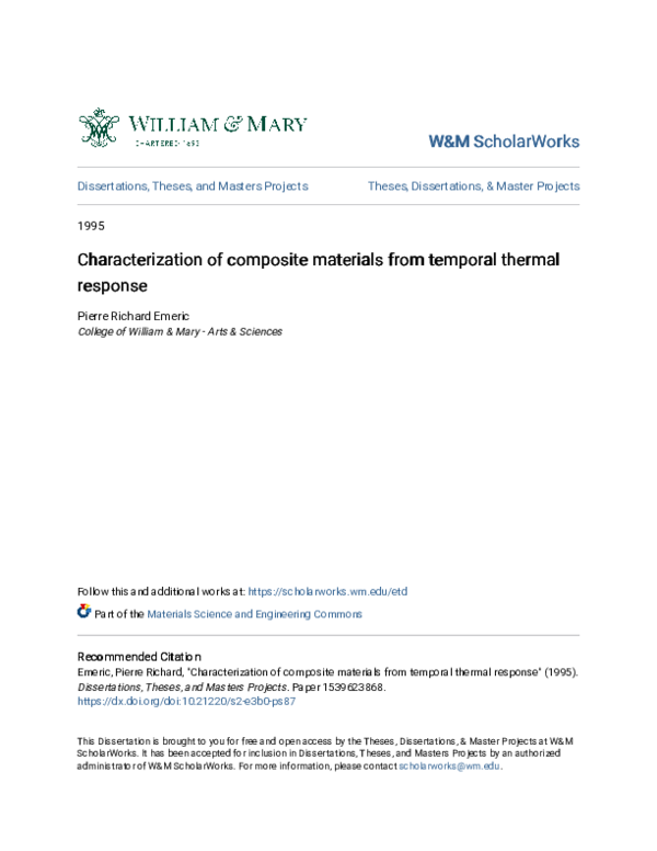 (PDF) Characterization of Composite Materials from Temporal Thermal Response | William Winfree ...