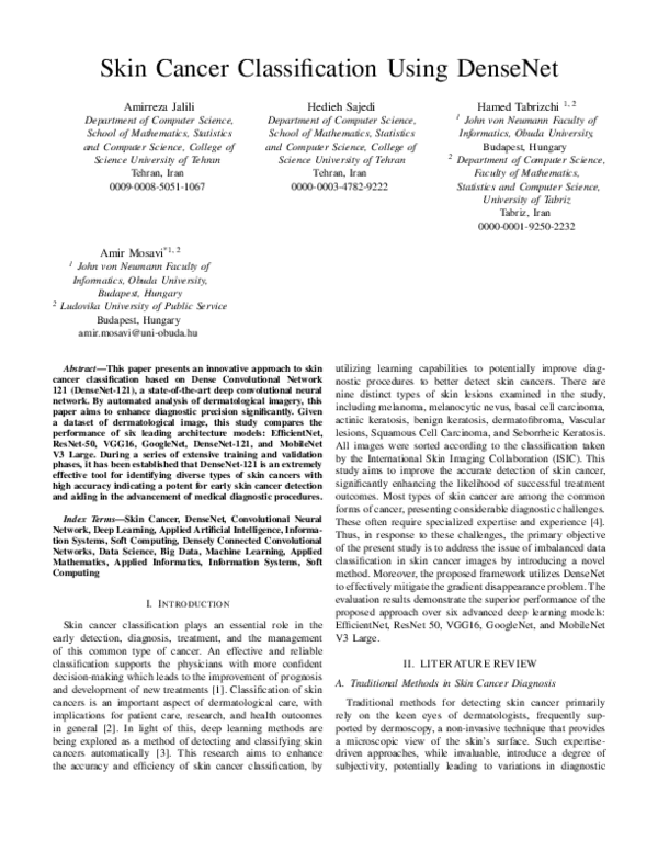 (PDF) Skin Cancer Classification Using DenseNet