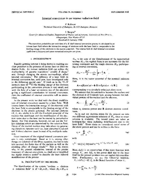 (PDF) Internal conversion in an intense radiation field