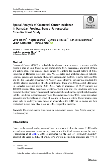 (PDF) Spatial Analysis of Colorectal Cancer Incidence in Hamadan ...