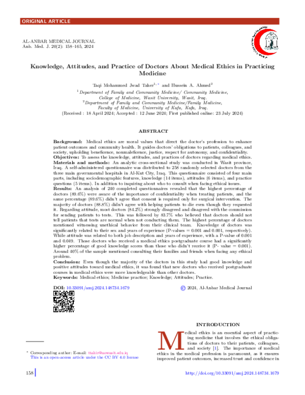 (PDF) Knowledge, Attitudes, and Practice of Doctors About Medical ...