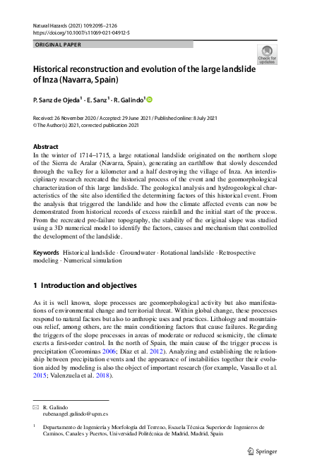 (PDF) Historical reconstruction and evolution of the large landslide of ...