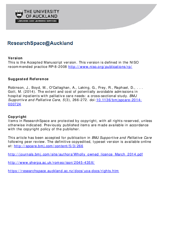 (PDF) The extent and cost of potentially avoidable admissions in hospital inpatients with ...