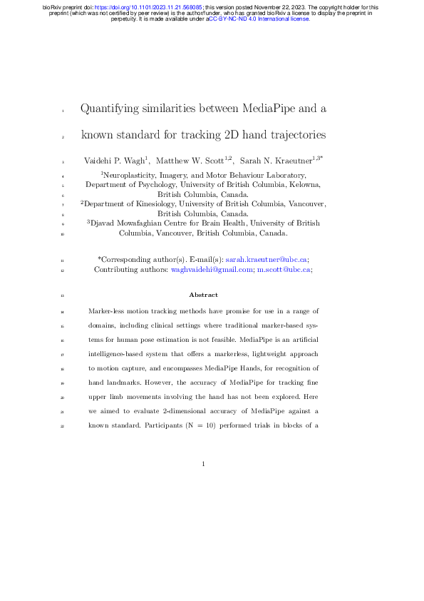(PDF) Quantifying similarities between MediaPipe and a known standard ...
