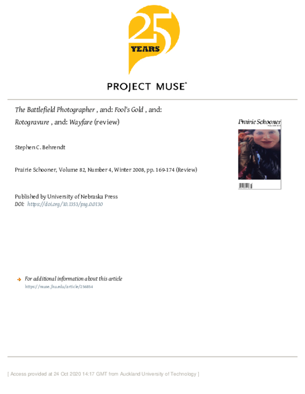 (PDF) The Battlefield Photographer, and: Fool's Gold, and: Rotogravure ...