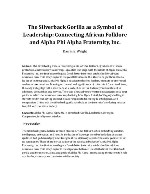 (PDF) The Silverback Gorilla as a Symbol of Leadership. Connecting ...