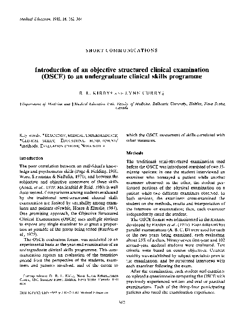(PDF) Introduction of an objective structured clinical examination ...