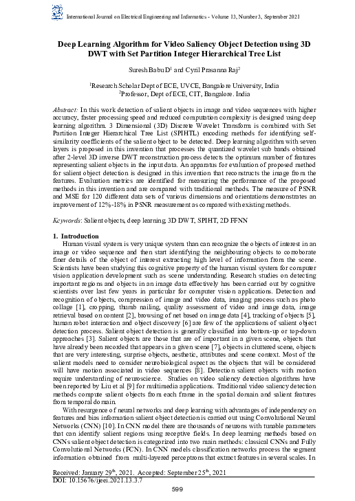 (PDF) Deep Learning Algorithm for Video Saliency Object Detection using 3D DWT with Set ...