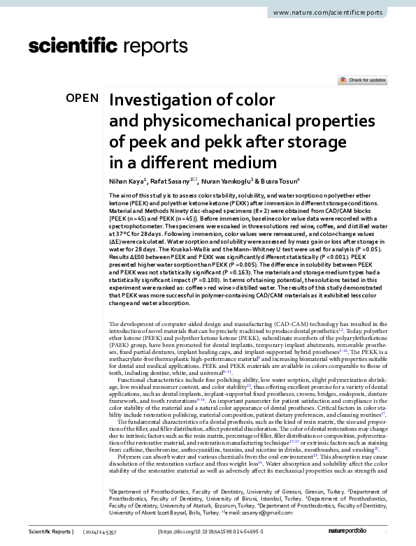 (PDF) Investigation of color and physicomechanical properties of peek ...