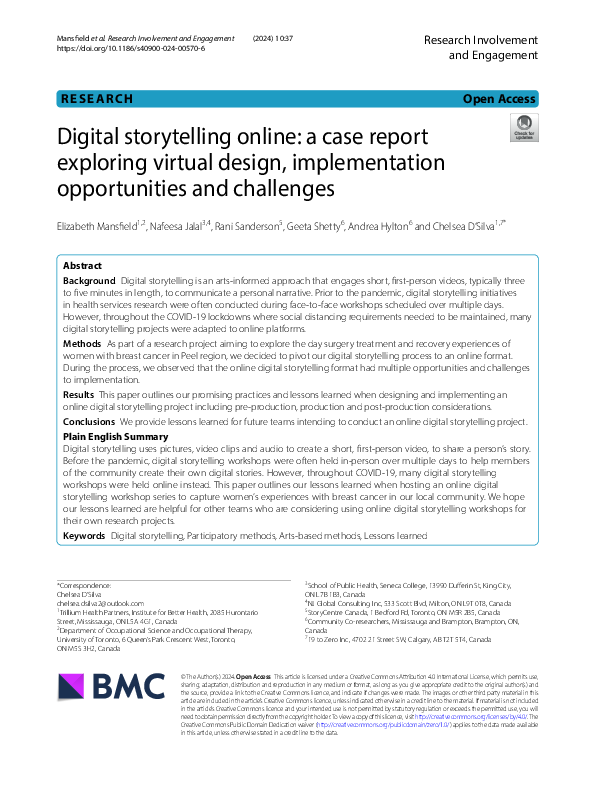 (PDF) Digital storytelling online: a case report exploring virtual ...