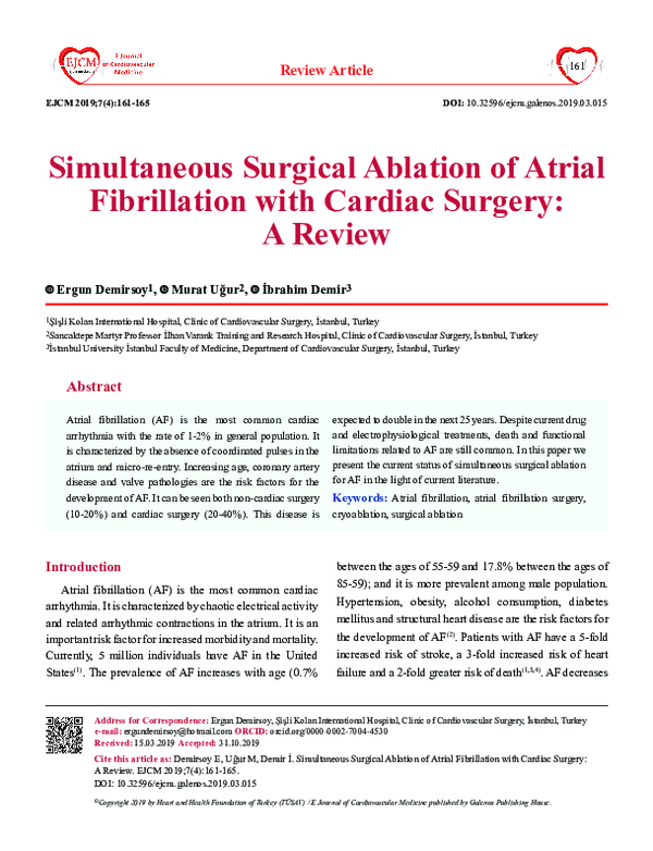 (PDF) Simultaneous Surgical Ablation of Atrial Fibrillation with ...