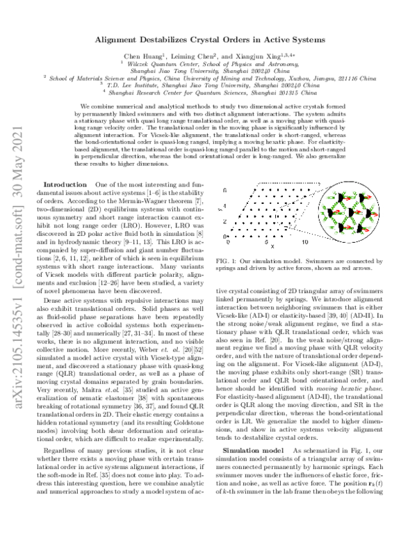 (PDF) Alignment Destabilizes Crystal Orders in Active Systems