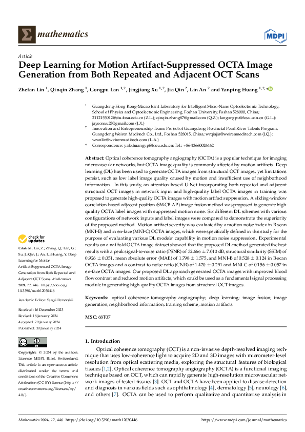 Pdf Deep Learning For Motion Artifact Suppressed Octa Image Generation From Both Repeated And