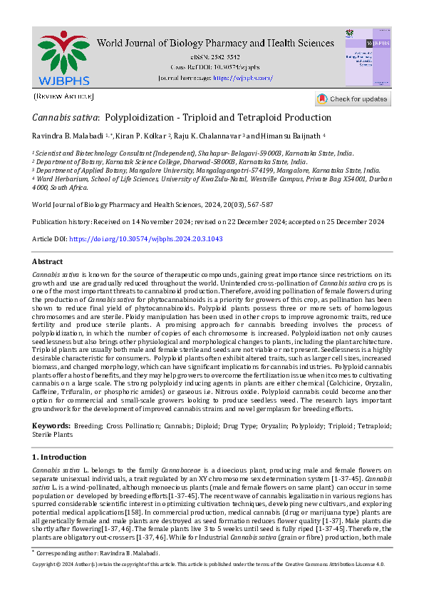 (PDF) Cannabis sativa: Polyploidization - Triploid and Tetraploid ...