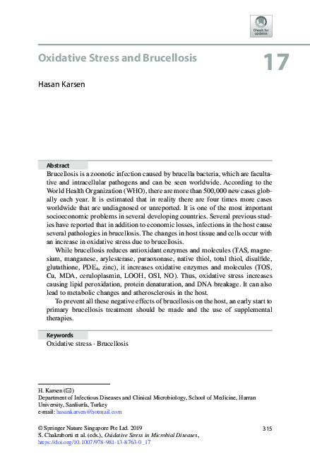 (PDF) Oxidative Stress and Brucellosis