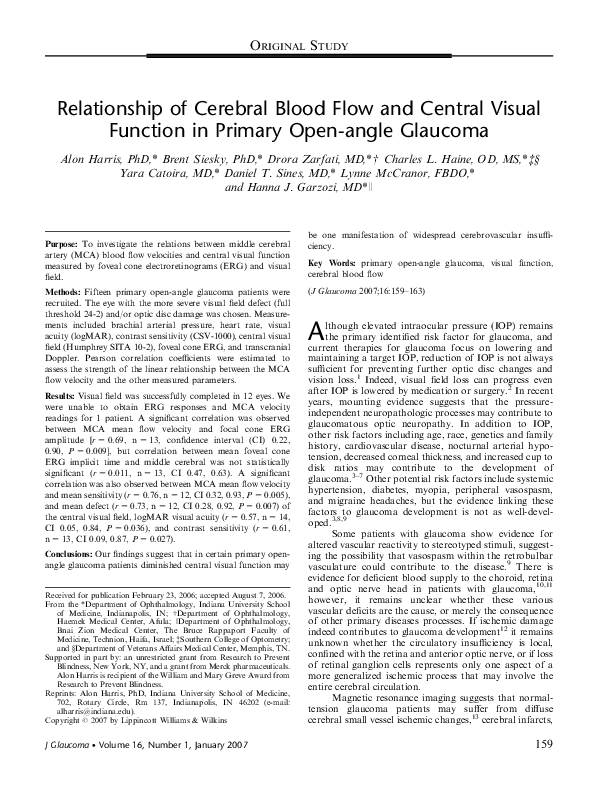 (PDF) Relationship of Cerebral Blood Flow and Central Visual Function ...