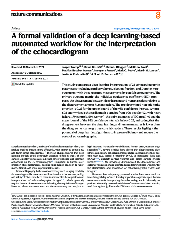 Pdf A Formal Validation Of A Deep Learning Based Automated Workflow For The Interpretation Of