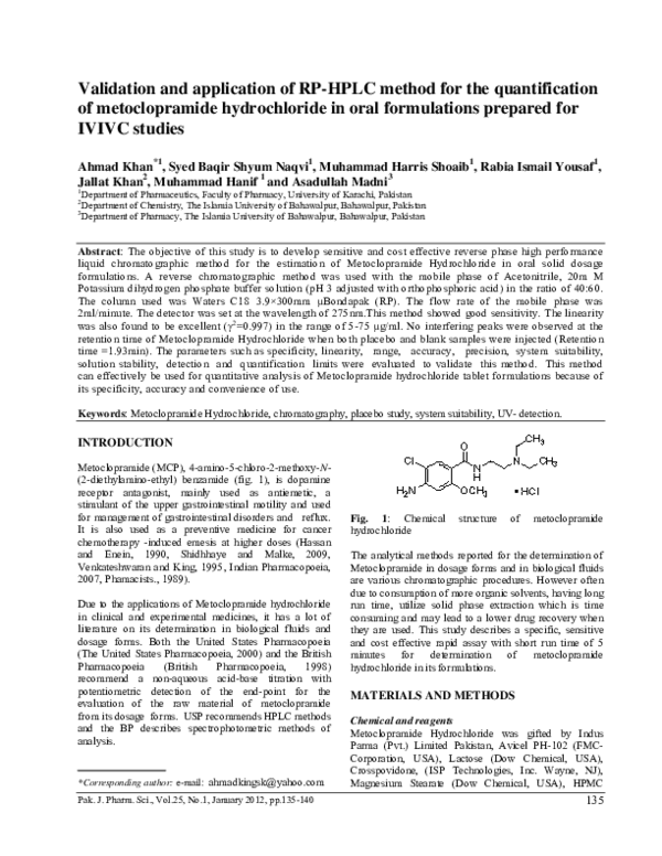 (PDF) RP-HPLC Method for Metoclopramide Quantification