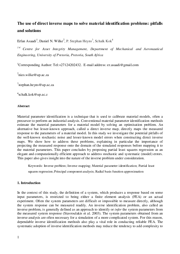 (PDF) The use of direct inverse maps to solve material identification ...