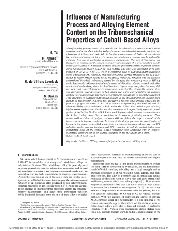(PDF) Influence of Manufacturing Process and Alloying Element Content ...
