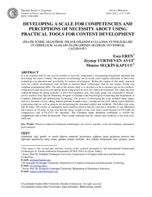 (PDF) Developing a scale for competencies and perceptions of necessity ...