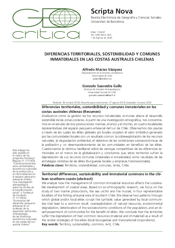 (PDF) 643. Diferencias territoriales, sostenibilidad y comunes ...