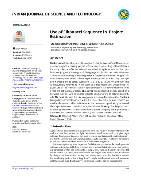 (PDF) Use of Fibonacci Sequence in Project Estimation | DRx ...