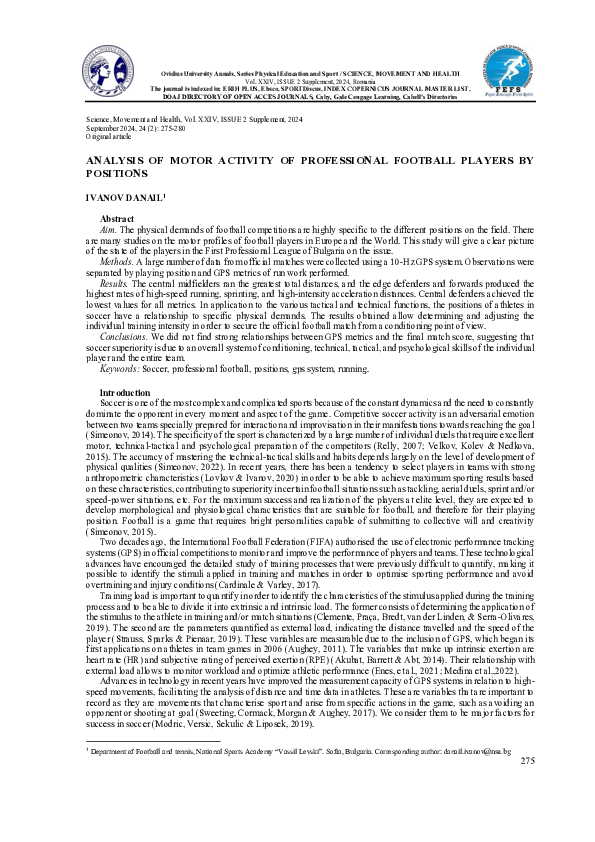 (PDF) ANALYSIS OF MOTOR ACTIVITY OF PROFESSIONAL FOOTBALL PLAYERS BY ...