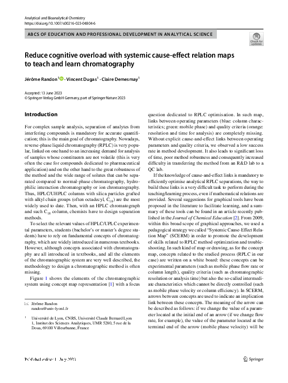 (PDF) Reduce cognitive overload with systemic cause-effect relation maps to teach and learn ...