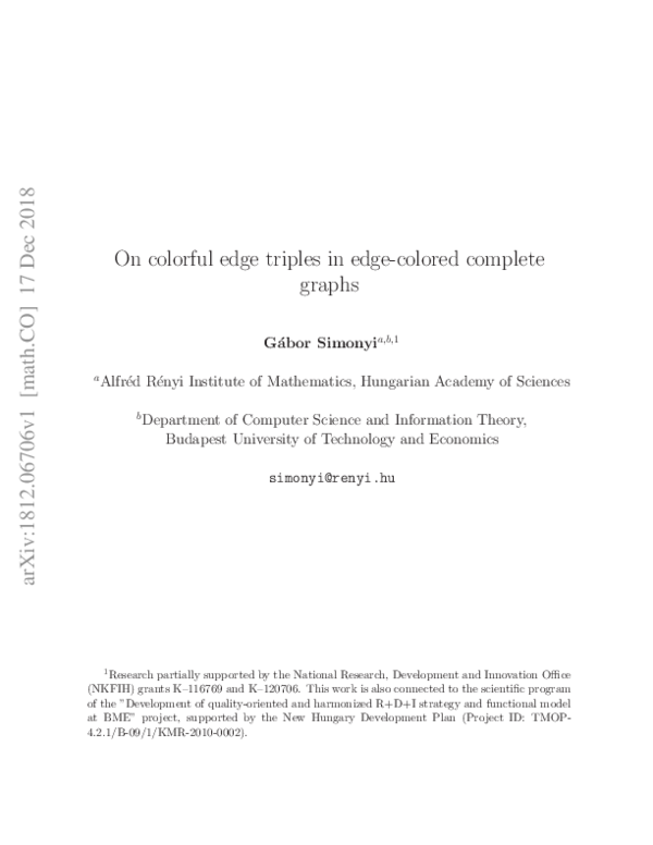 (PDF) On colorful edge triples in edge-colored complete graphs | Gábor ...