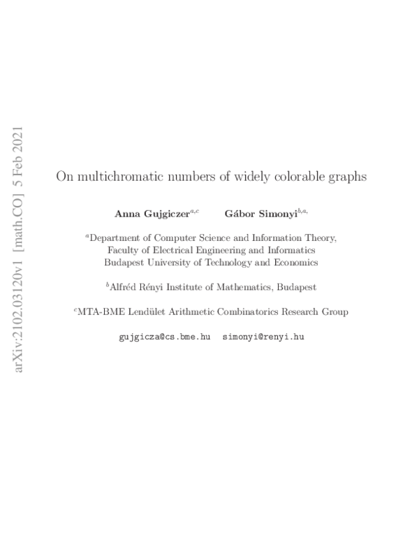 (PDF) On multichromatic numbers of widely colorable graphs | Gábor ...