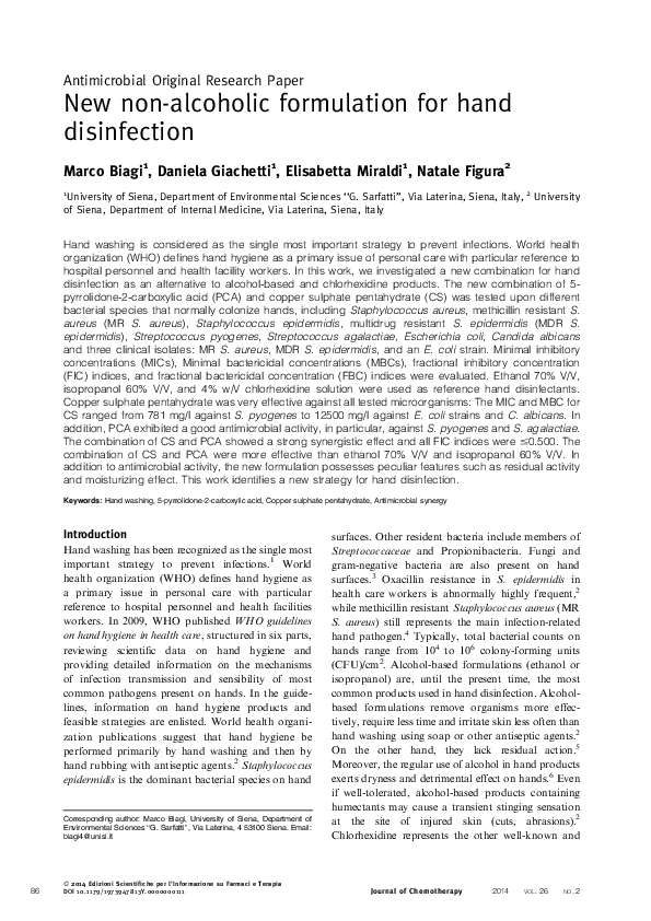 (PDF) New non-alcoholic formulation for hand disinfection