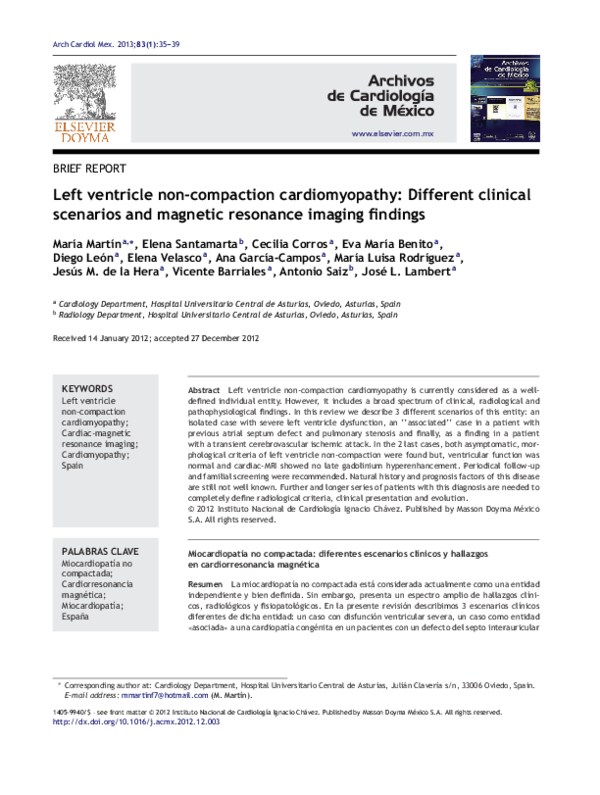 (PDF) Left ventricle non-compaction cardiomyopathy: Different clinical ...