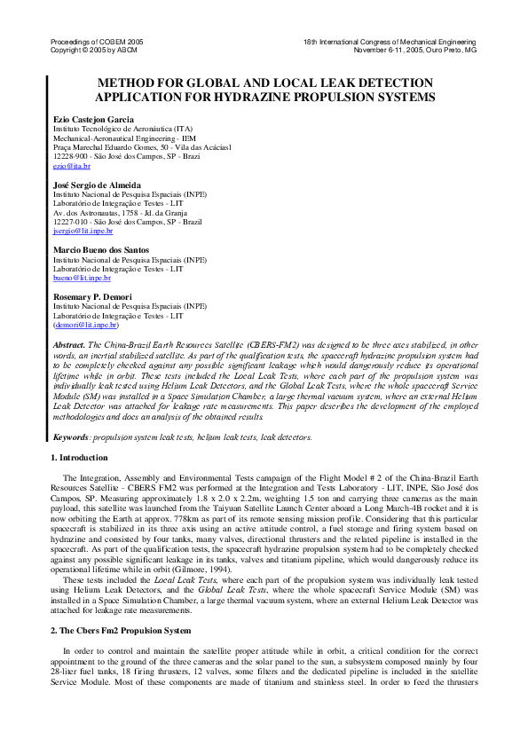 (PDF) Method for global and local leak detection application for ...