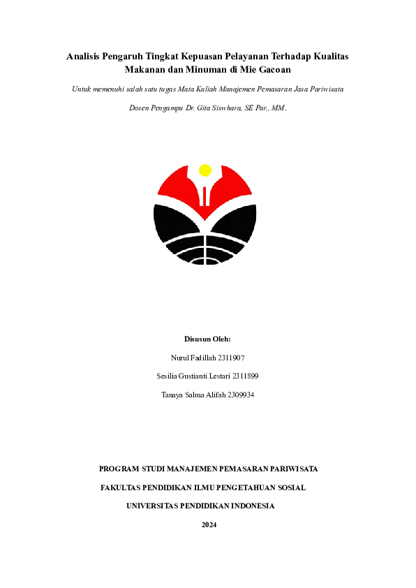 (PDF) Laporan Makalah Survei Kepuasan Pelanggan Mie Gacoan Team 7 MPJ