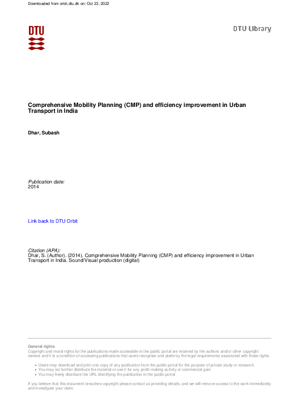 (PDF) Comprehensive Mobility Planning (CMP) and efficiency improvement ...