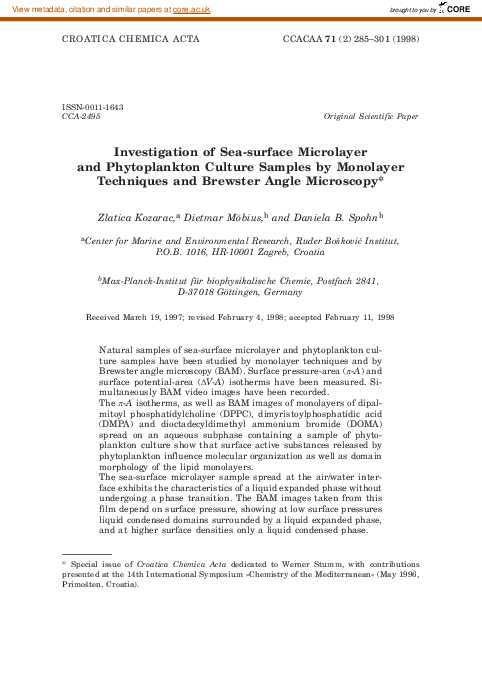 (PDF) Investigation of Sea-surface Microlayer and Phytoplankton Culture ...