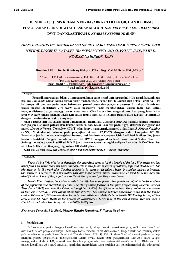 (PDF) Identifikasi Jenis Kelamin Berdasarkan Teraan Gigitan Berbasis Pengolahan Citra Digital ...