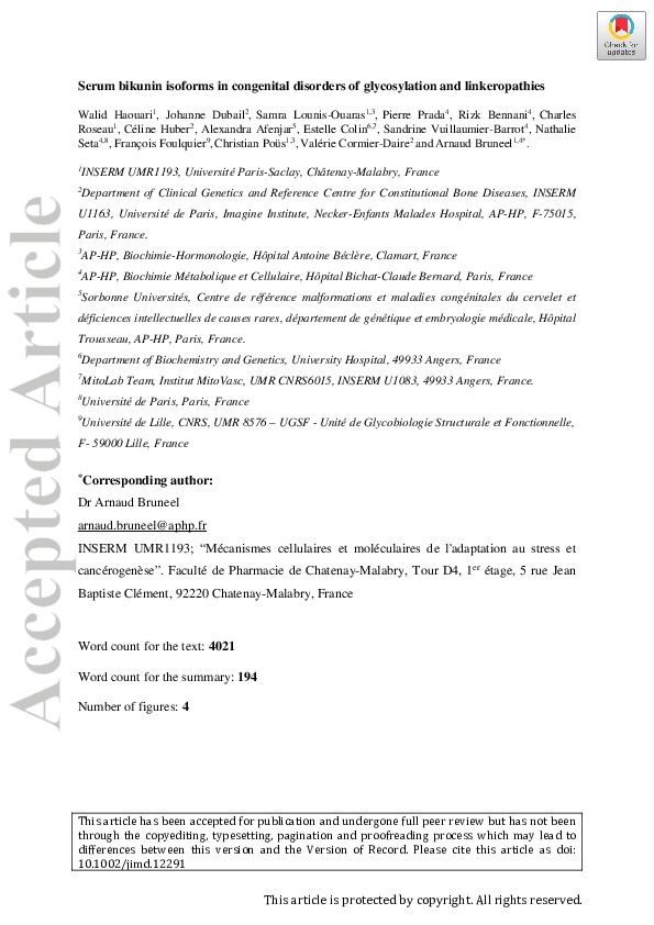 (PDF) Serum bikunin isoforms in congenital disorders of glycosylation ...