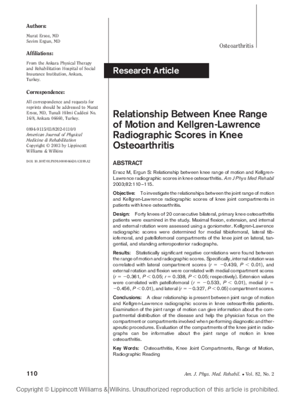 (PDF) Relationship Between Knee Range of Motion and Kellgren-Lawrence ...