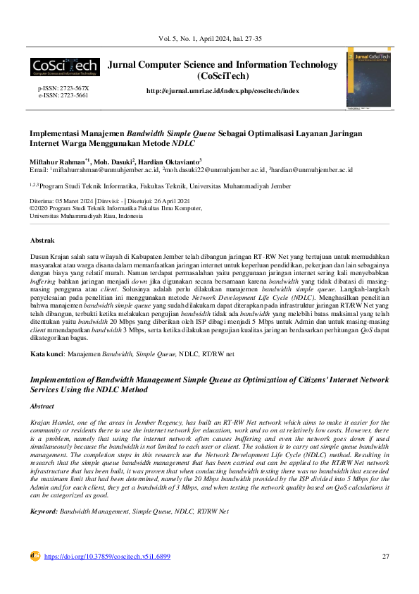 (PDF) Implementasi Manajemen Bandwidth Simple Queue Sebagai Optimalisasi Layanan Jaringan ...