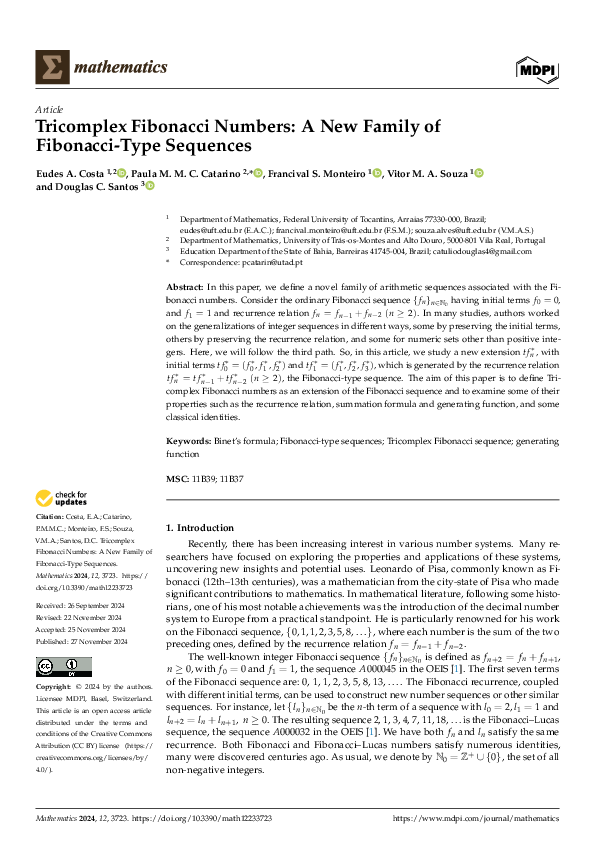 (PDF) Tricomplex Fibonacci Numbers A New Family of Fibonacci-Type Sequences