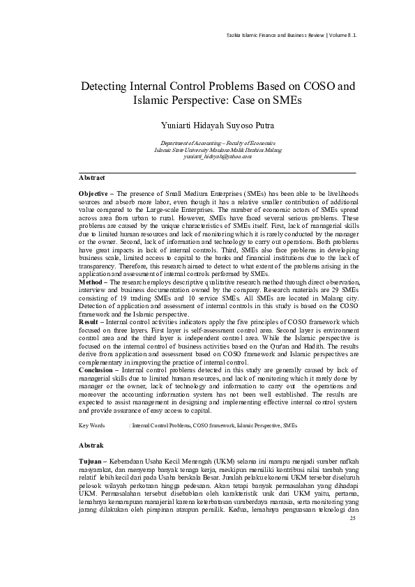 (PDF) Detecting Internal Control Problems Based on COSO and Islamic ...