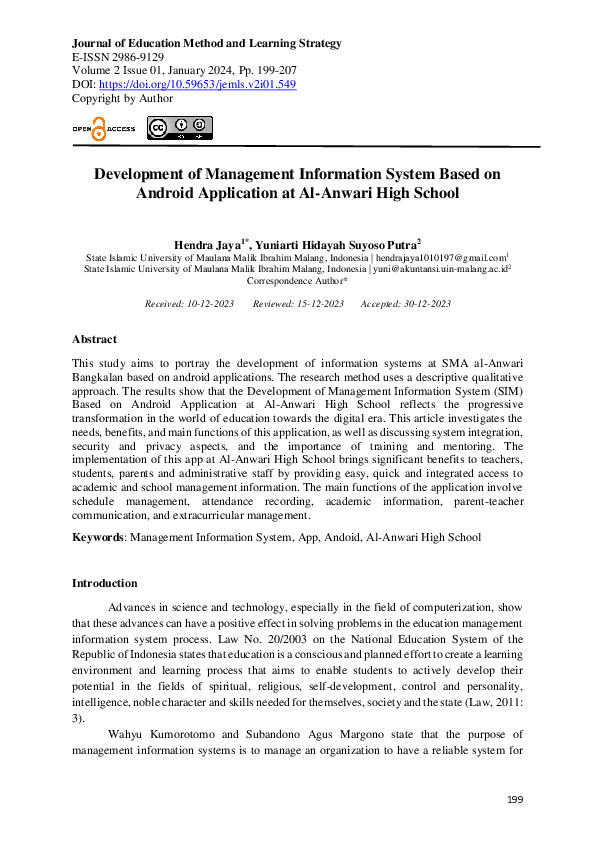 (PDF) Development of Management Information System Based on Android Application at Al-Anwari ...