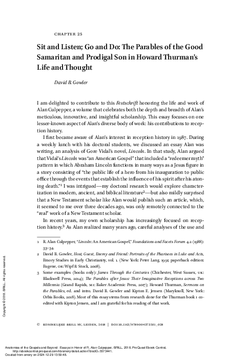 (PDF) Sit and Listen Go and Do: The Parables of the Good Samaritan and ...