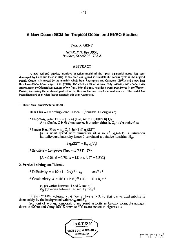 (PDF) A new ocean GCM for tropical ocean and ENSO studies